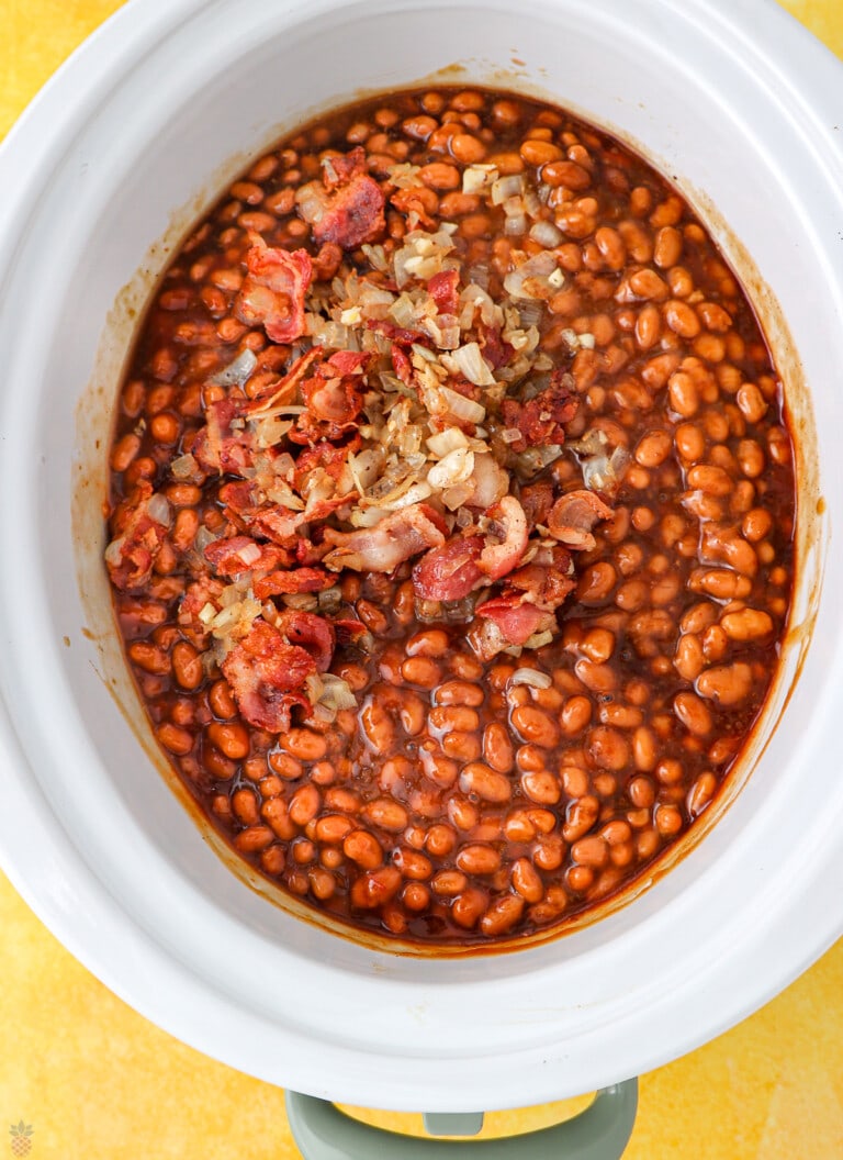 Sweet Bourbon Baked Beans with Bacon: Slow Cooker Recipe - Intentional ...
