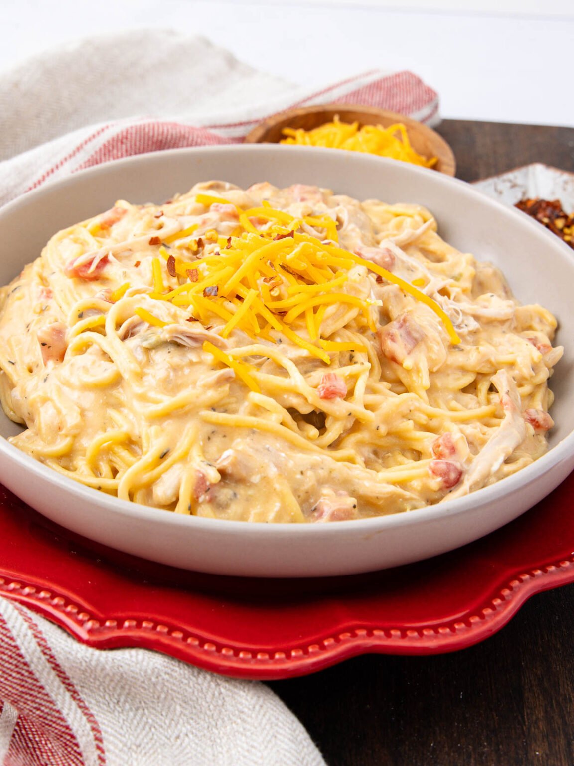 Cheesy Rotel Chicken Spaghetti (Slow Cooker) - Intentional Hospitality