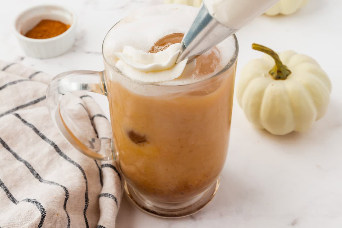 Creamy Iced Pumpkin Latte Made with Real Pumpkin