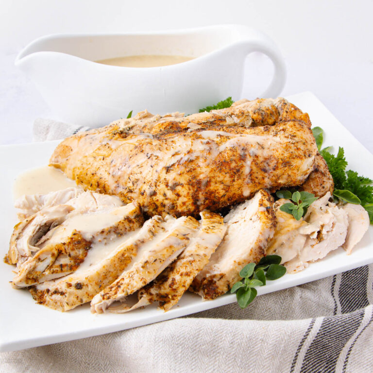 Juicy Turkey Breasts in Crock Pot with Creamy Gravy